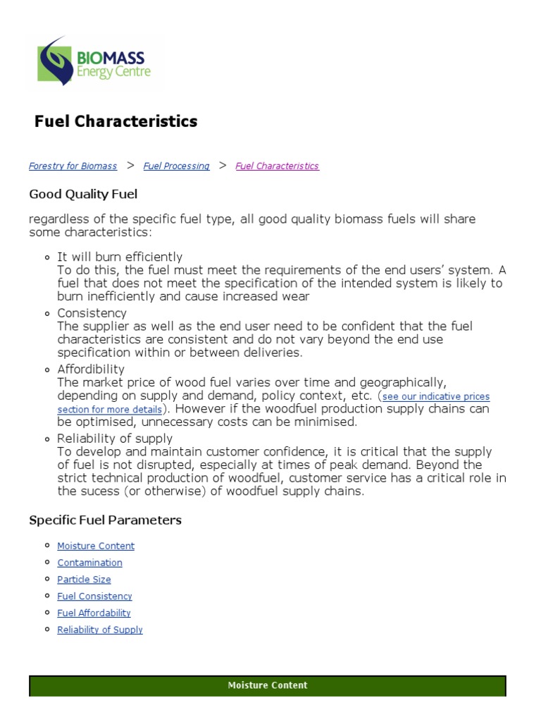 Fuel Characteristics: Forestry For Biomass Fuel Processing | PDF ...