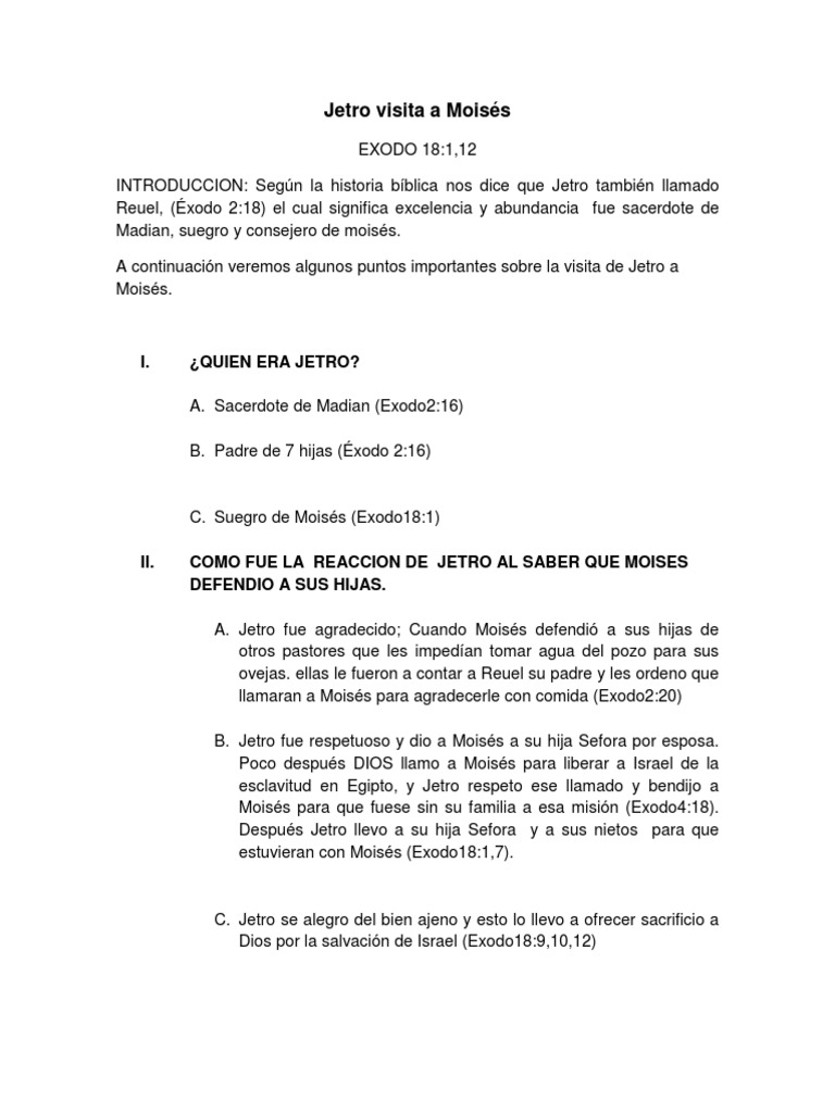 Jetro y Moisés: Consejos y Sabiduría | PDF | Moisés | Libro del éxodo