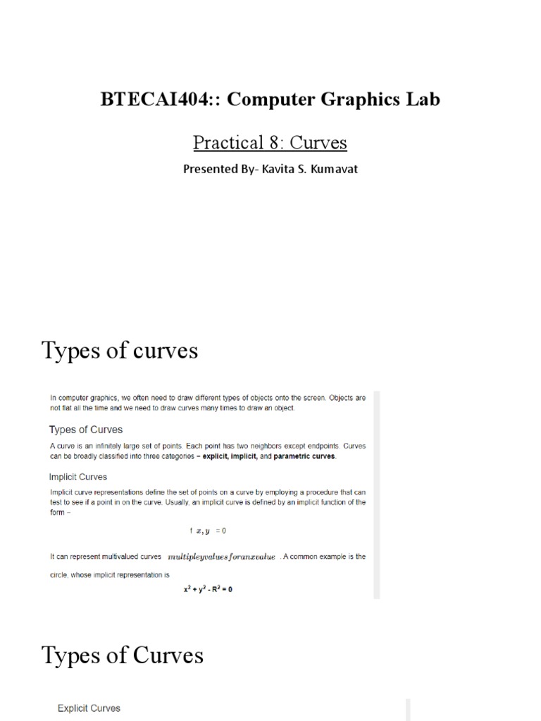 BTECAI404:: Computer Graphics Lab: Practical 8: Curves | PDF | Curve ...