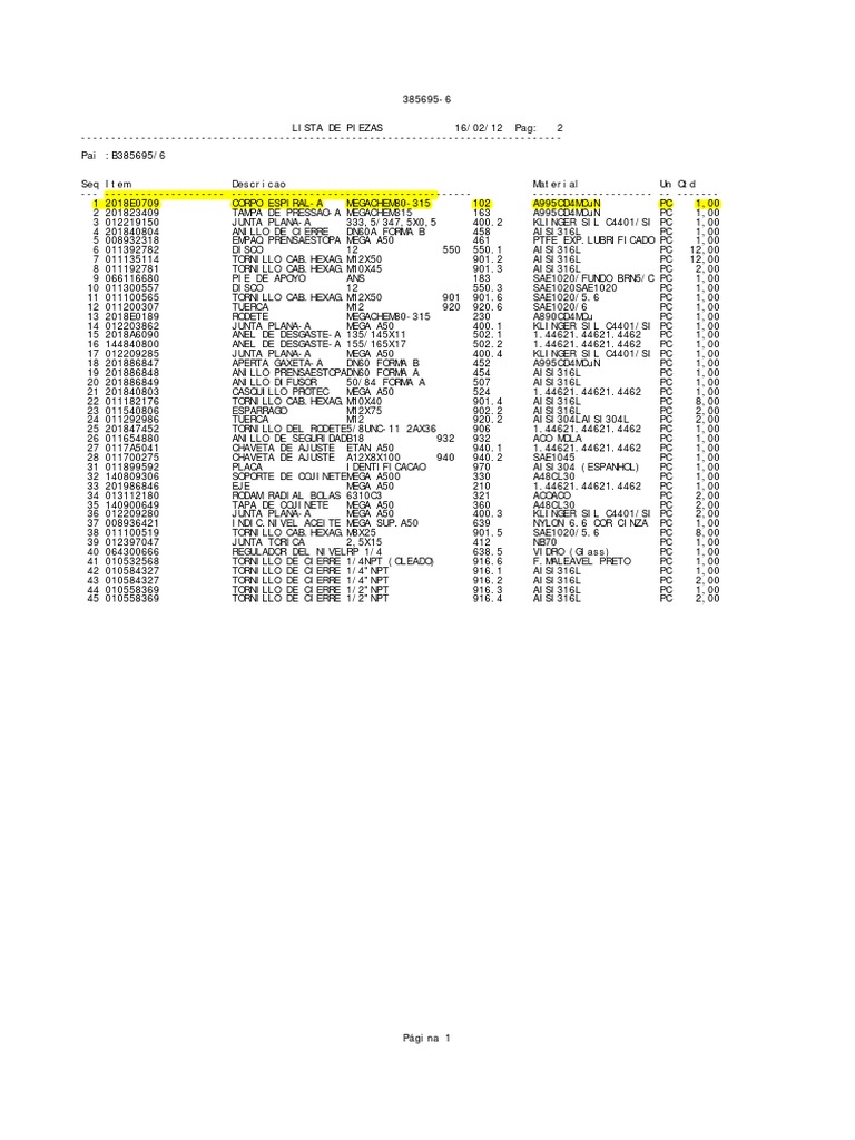 List Part Megachem 80-315 | PDF