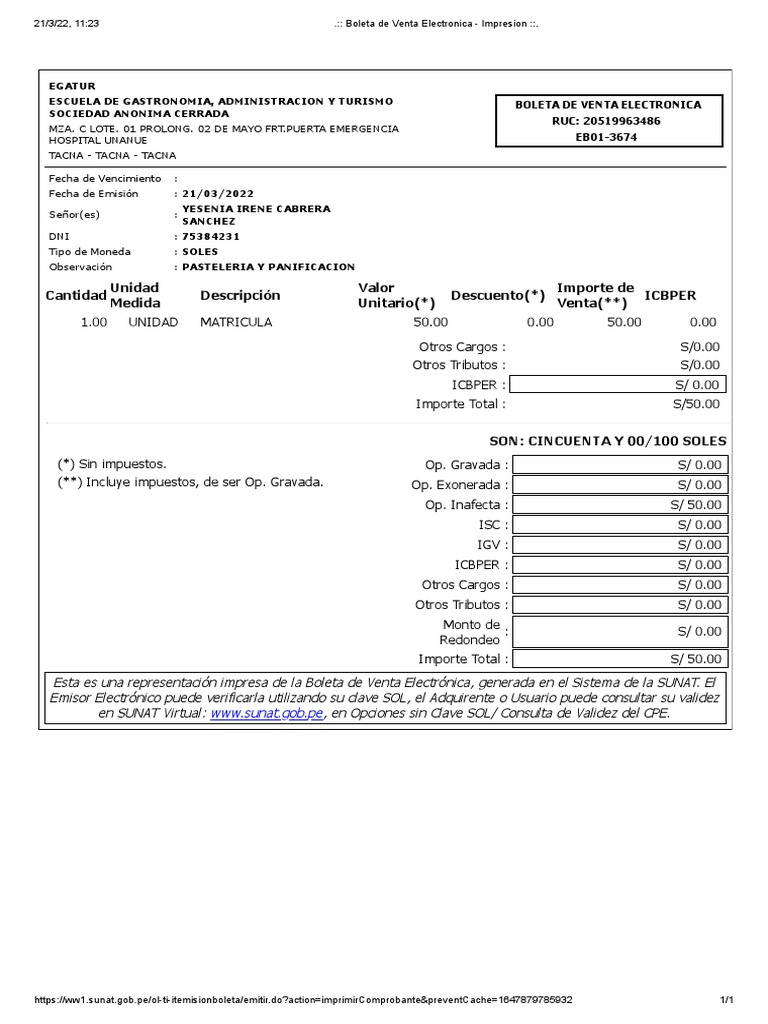 Cantidad Unidad Medida Descripción Valor Unitario ( ) Descuento ...