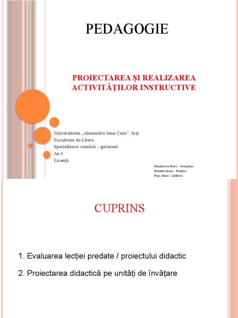 Pedagogie-Realizarea Unui Proiect Didactic | PDF