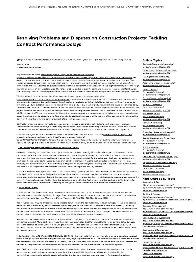 Resolving Problems and Disputes On Construction Projects - Tackling ...