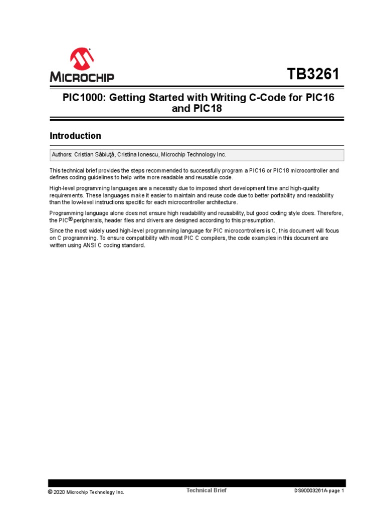 PIC1000: Getting Started With Writing C-Code For PIC16 and PIC18 | PDF | Microcontroller ...