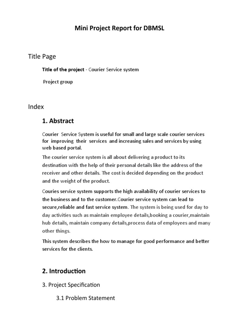 Mini Project Report For DBMSL | PDF