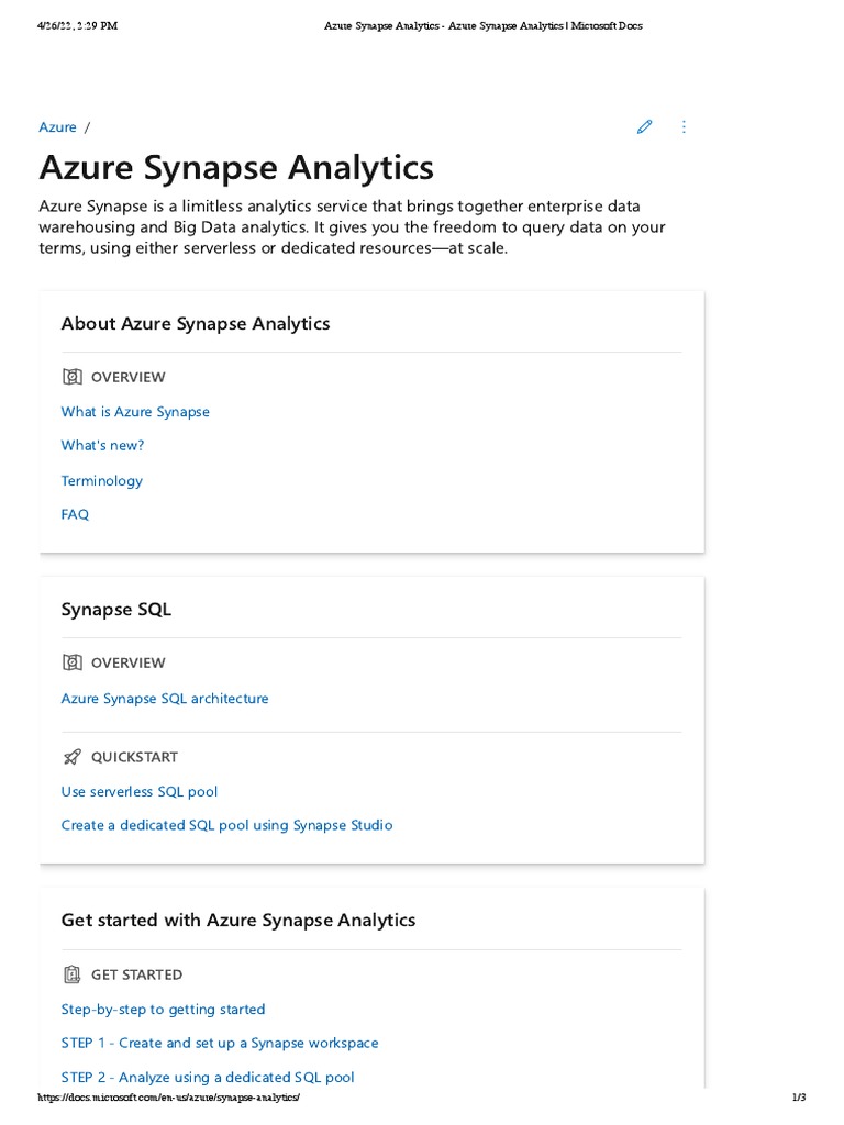 Azure Synapse Analytics Overview Guide | PDF | Microsoft Azure | Databases