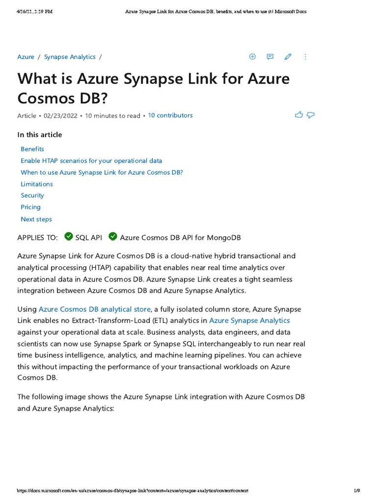 Azure Synapse Link For Azure Cosmos DB, Benefits, and When To Use It ...