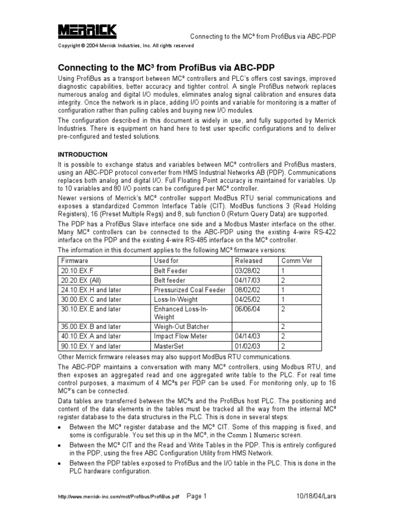 Connecting To The MC From Profibus Via Abc-Pdp | PDF | Programmable Logic Controller | Input/Output