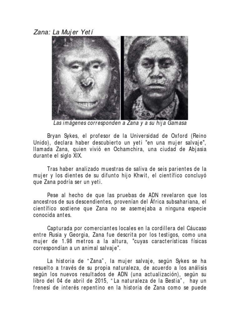 Zana La Mujer Yeti | PDF | neanderthal | Pie Grande