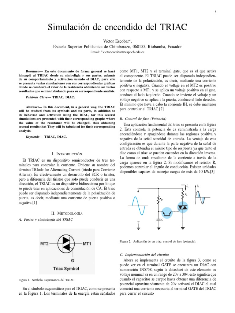 Activación de TRIAC con DIAC 1N5758 | PDF | Cantidades fisicas ...