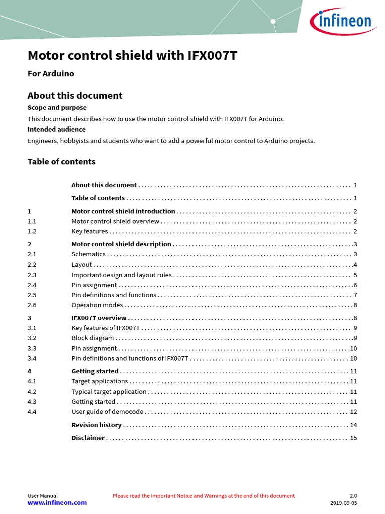 Infineon-Motor Control Shield With IFX007T For Arduino-UserManual-V02 ...