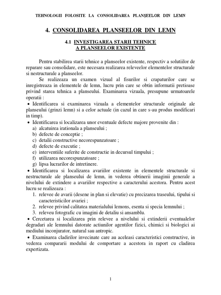 Consolidarea Planseelor Din Lemn | PDF