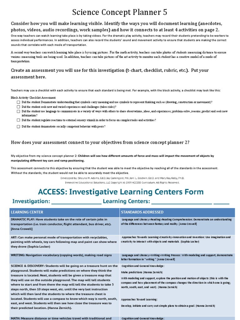 scp5 Learning Centers Form 1 | PDF | Perception | Learning