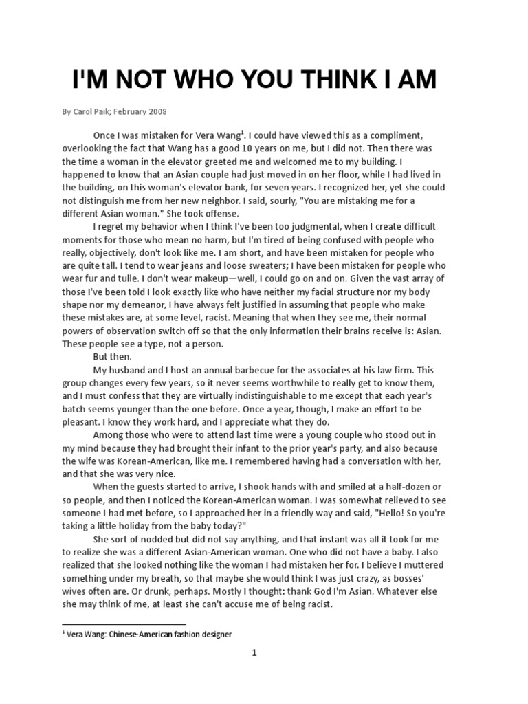 I'm Not Who You Think I Am | PDF