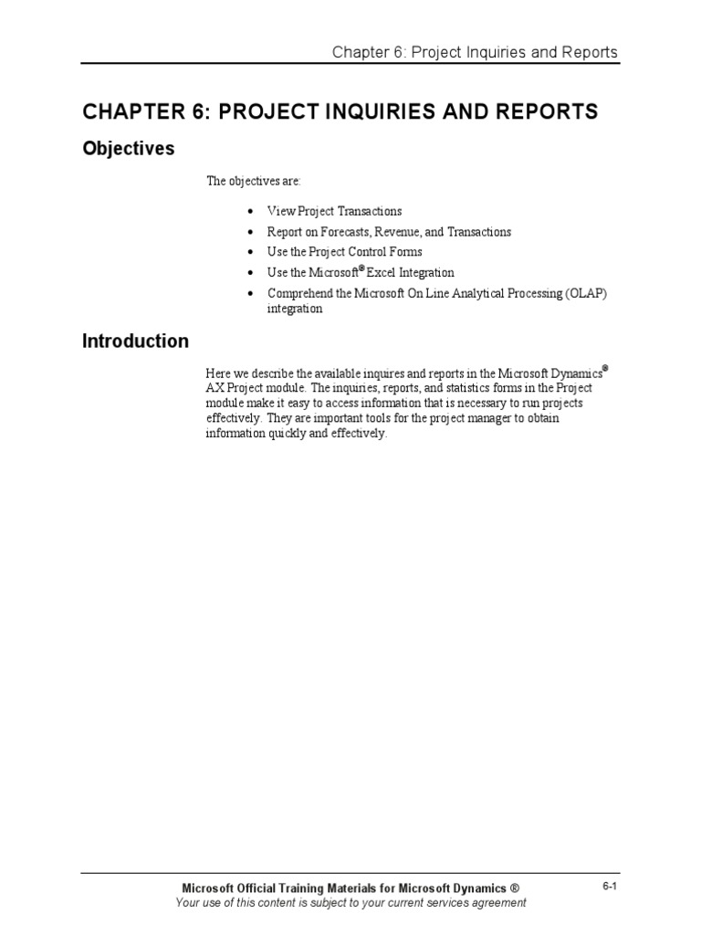 Chapter 6: Project Inquiries and Reports: Objectives | PDF | Microsoft ...