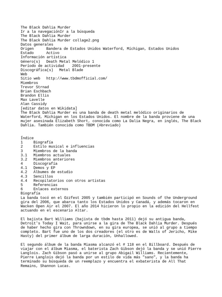 The Black Dahlia Murder | PDF | Grupos musicales | Artistas