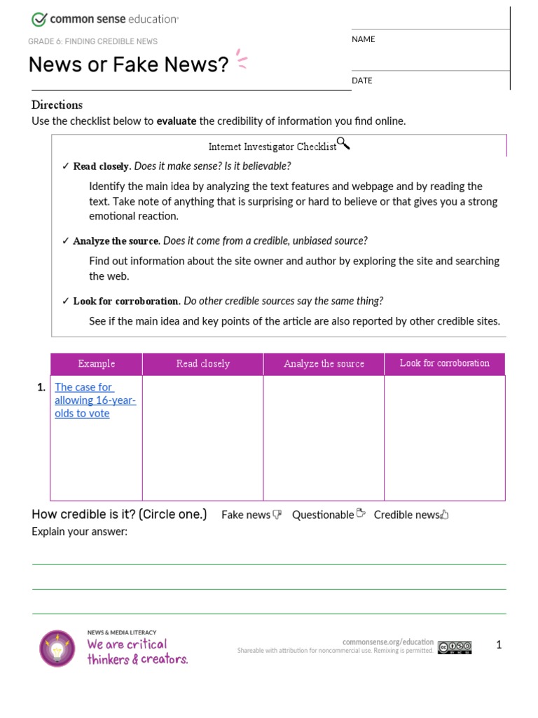 Grade 6: Spotting Real News | PDF | News | World Wide Web