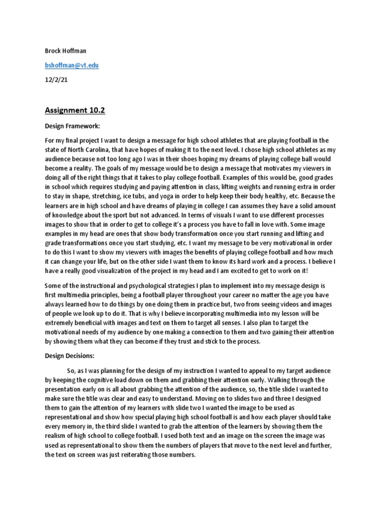 Assignment 10.2: Bshoffman@vt - Edu | PDF | Learning | Attention