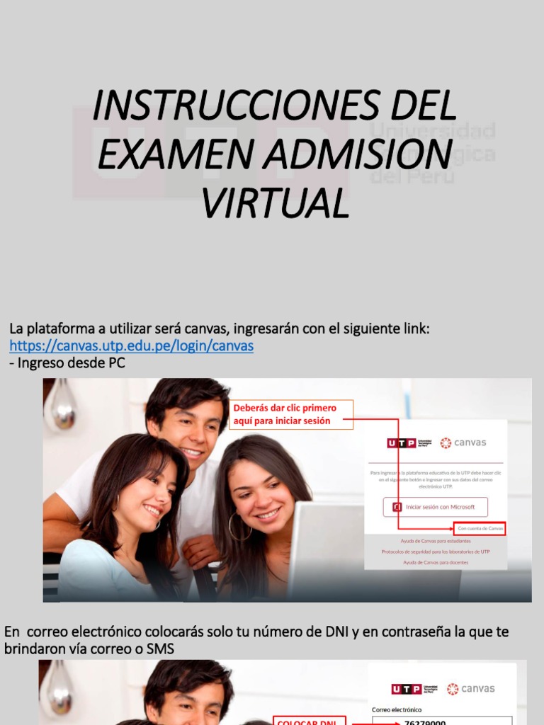 Instrucciones Del Examen Admision Virtual | PDF