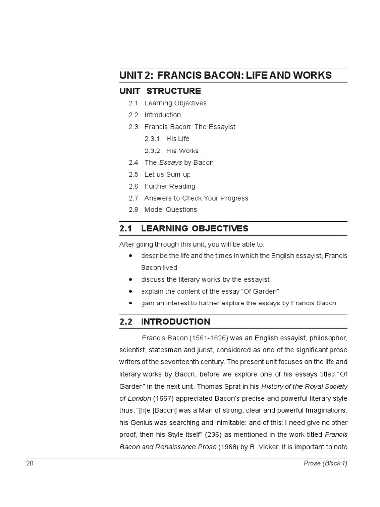 Francis Bacon: Life and Major Works | PDF | Francis Bacon | Essays