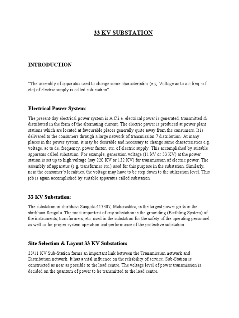 33 KV Substation | PDF | Electrical Substation | Insulator (Electricity)