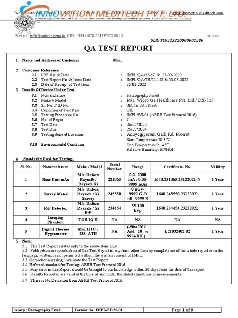 Qa Test Format X Ray | PDF | Applied And Interdisciplinary Physics ...