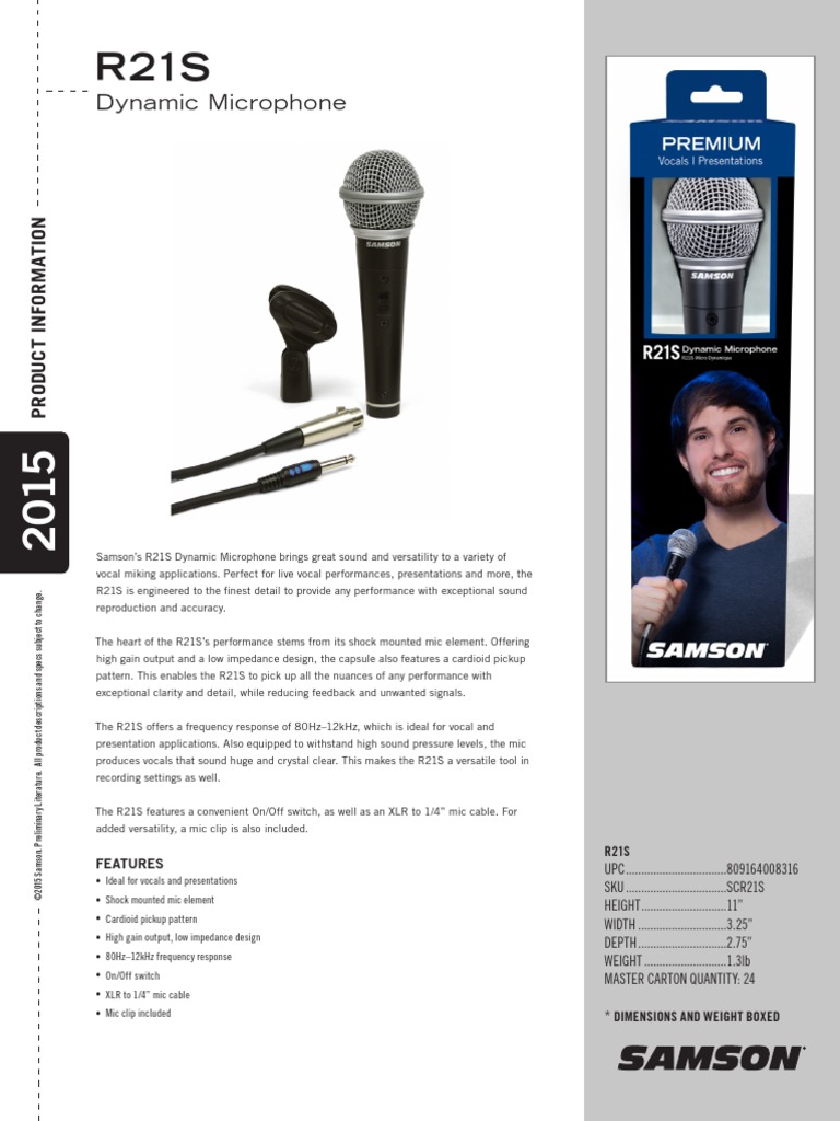 Samson R21S (Micrófono) | PDF | Microphone | Electricity