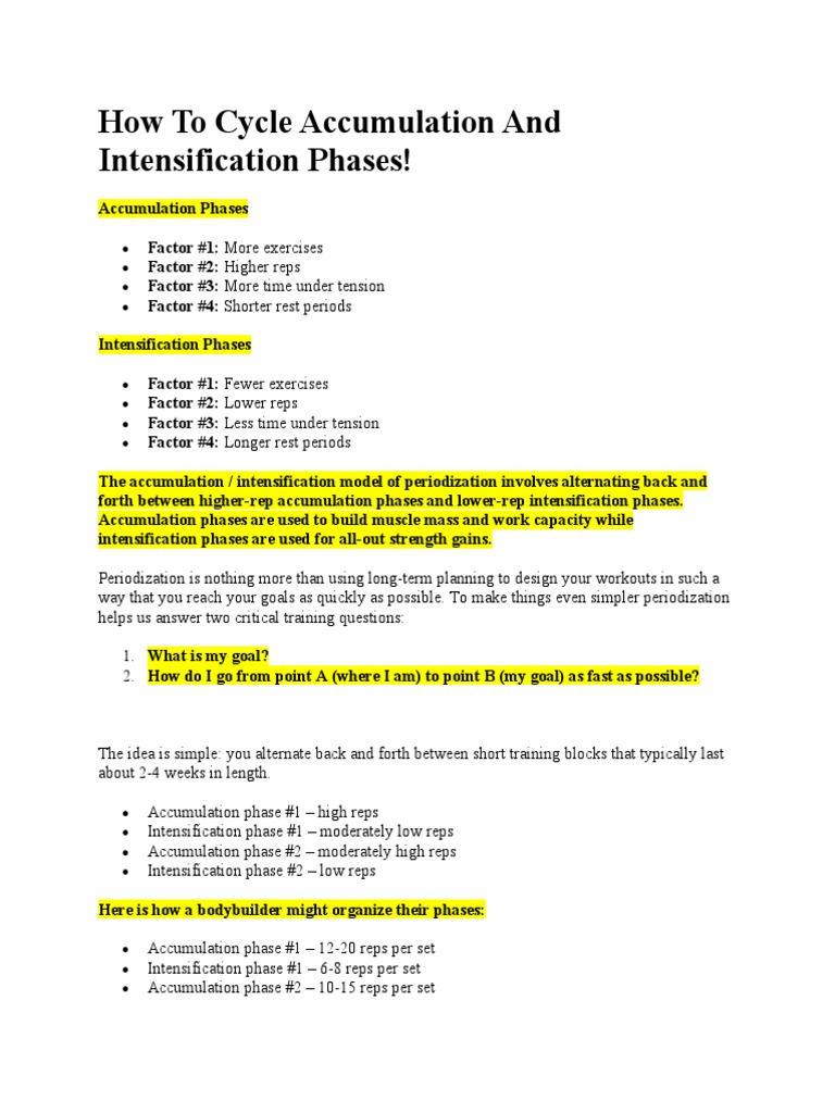 How To Cycle Accumulation and Intensification Phases | PDF | Strength ...