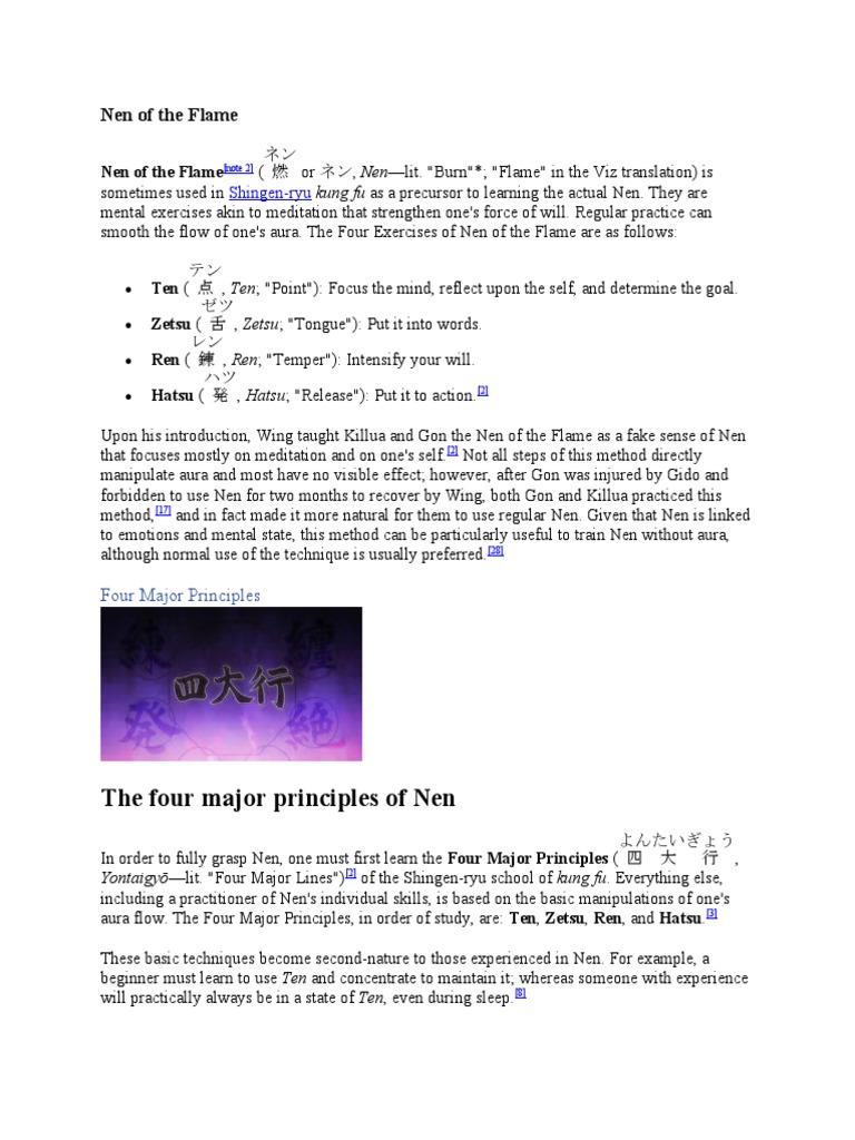 The Four Major Principles of Nen | PDF | Meditation