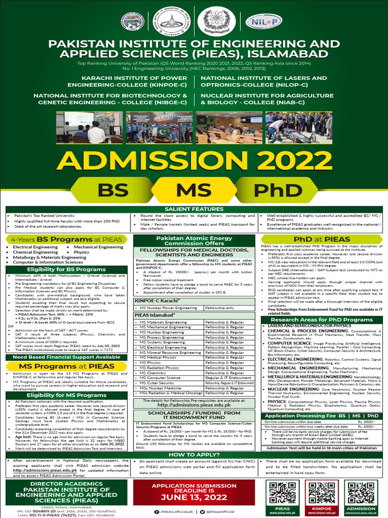 Pakistan Institute of Engineering and Applied Sciences (Pieas ...