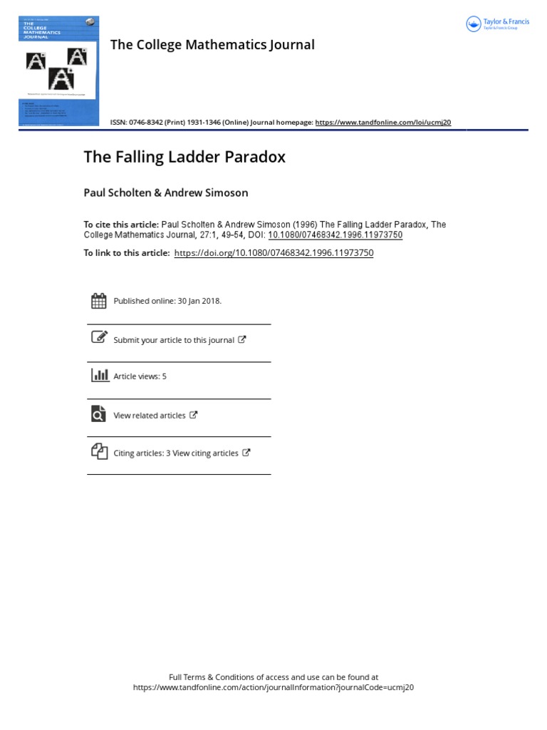 The Falling Ladder Paradox | PDF | Rotation Around A Fixed Axis | Force