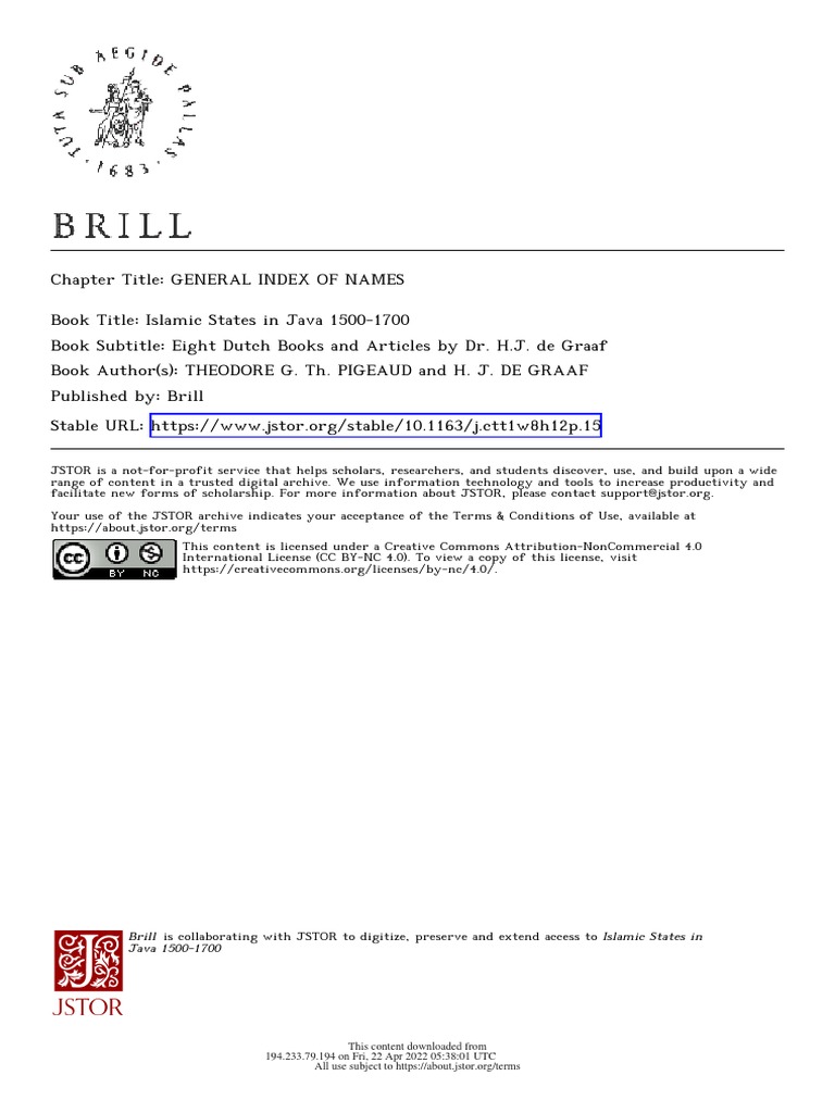 Islamic States in Java 1500-1700 Eight Dutch Books and Articles by Dr ...