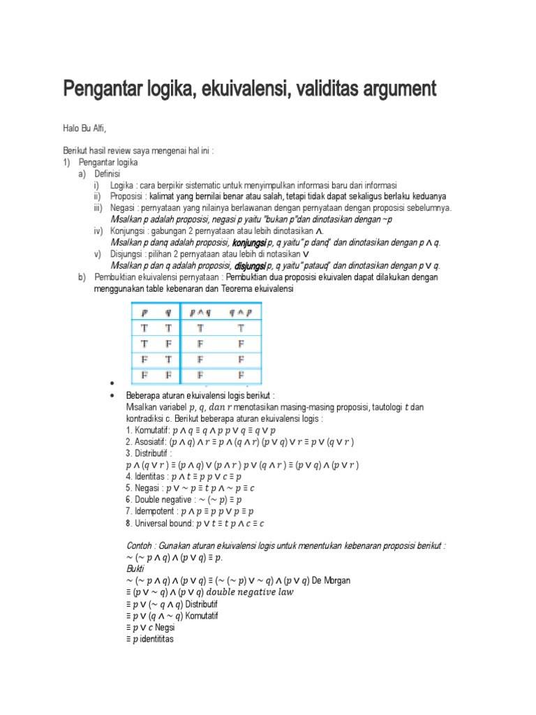 Math Forum - Pengantar Logika, Ekuivalensi, Validitas Argument - Gan Gan G | PDF | Filsafat ...