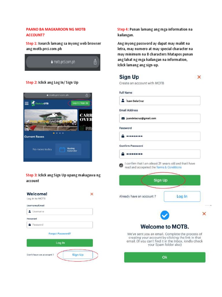 How To Create MOTB Account | PDF