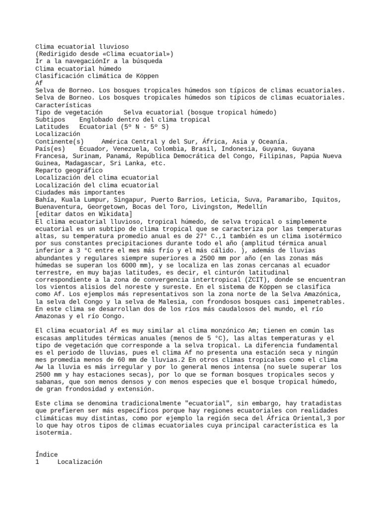Clima Ecuatorial | PDF | Climatología | Naturaleza