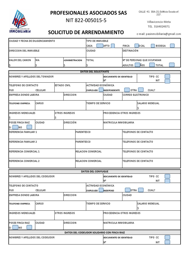 Formato Solicitud Arrendamiento | PDF