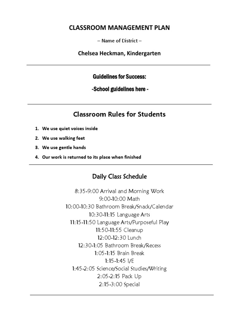 Classroom Management Plan | PDF | Classroom Management | Classroom