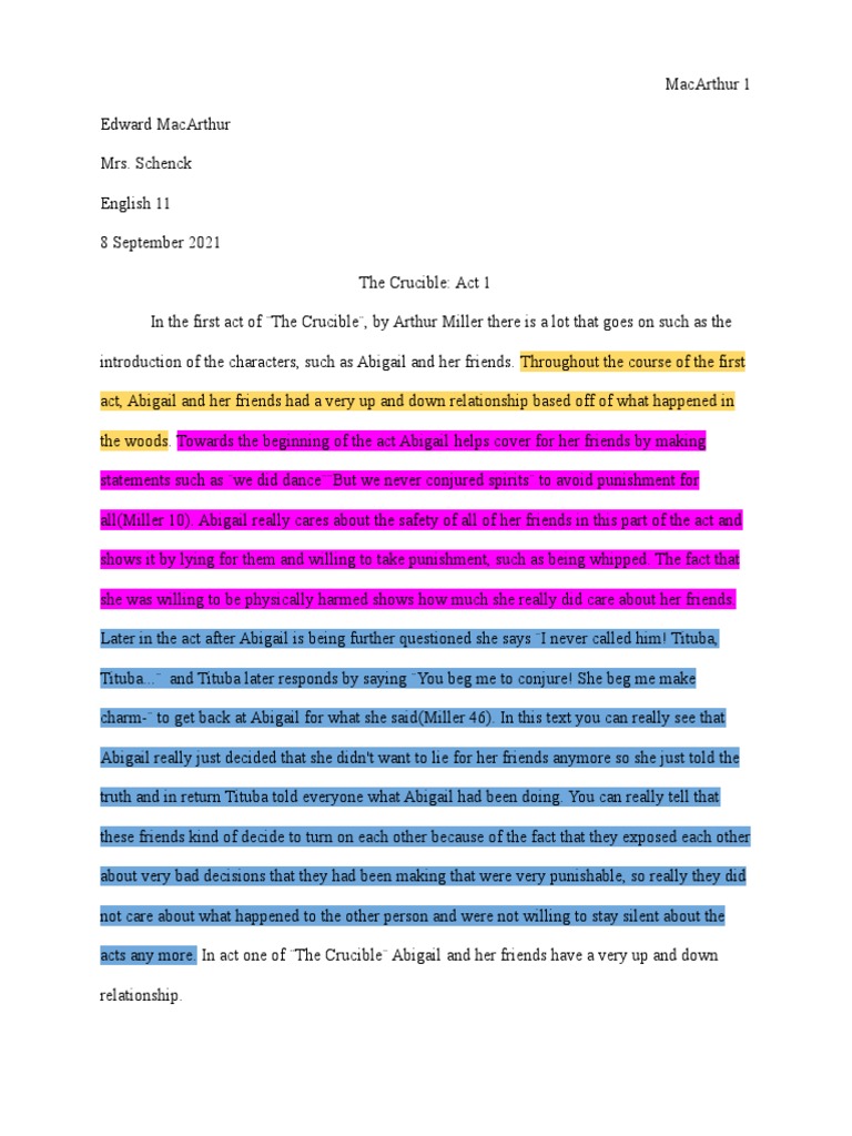 The Crucible Act 1 | PDF