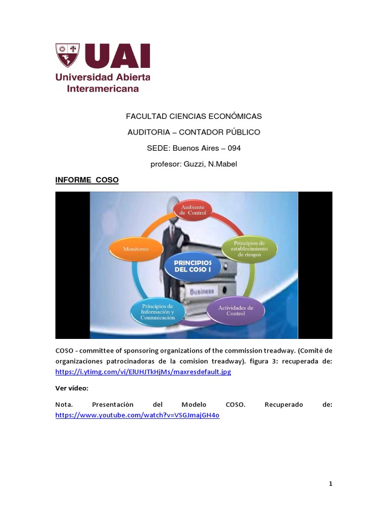Informe Coso - Teoría - Video Youtube | PDF | Liderazgo | Toma de ...