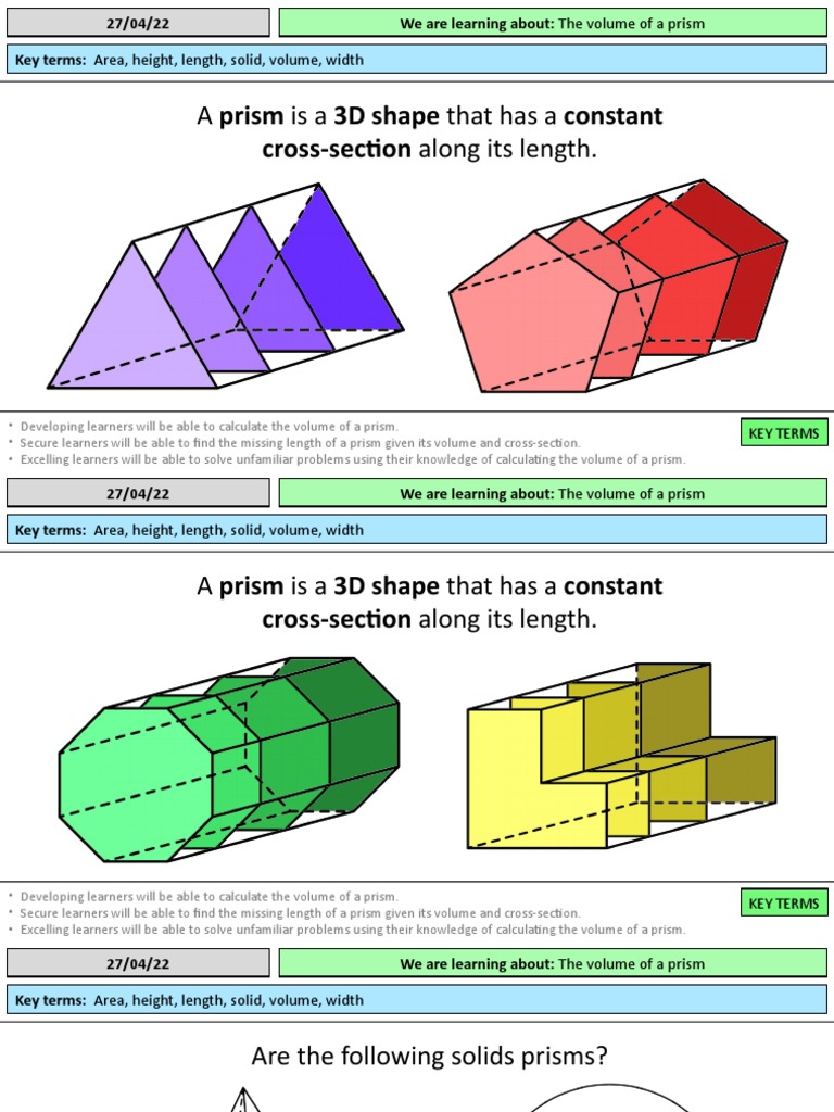 A Prism Is A 3D Shape That Has A Constant: Cross-Section Along Its ...