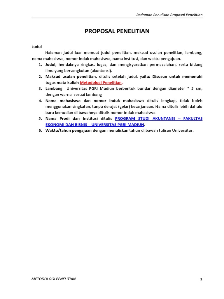 Pedoman Penulisan Proposal Penelitian | PDF | Seni | Komputer