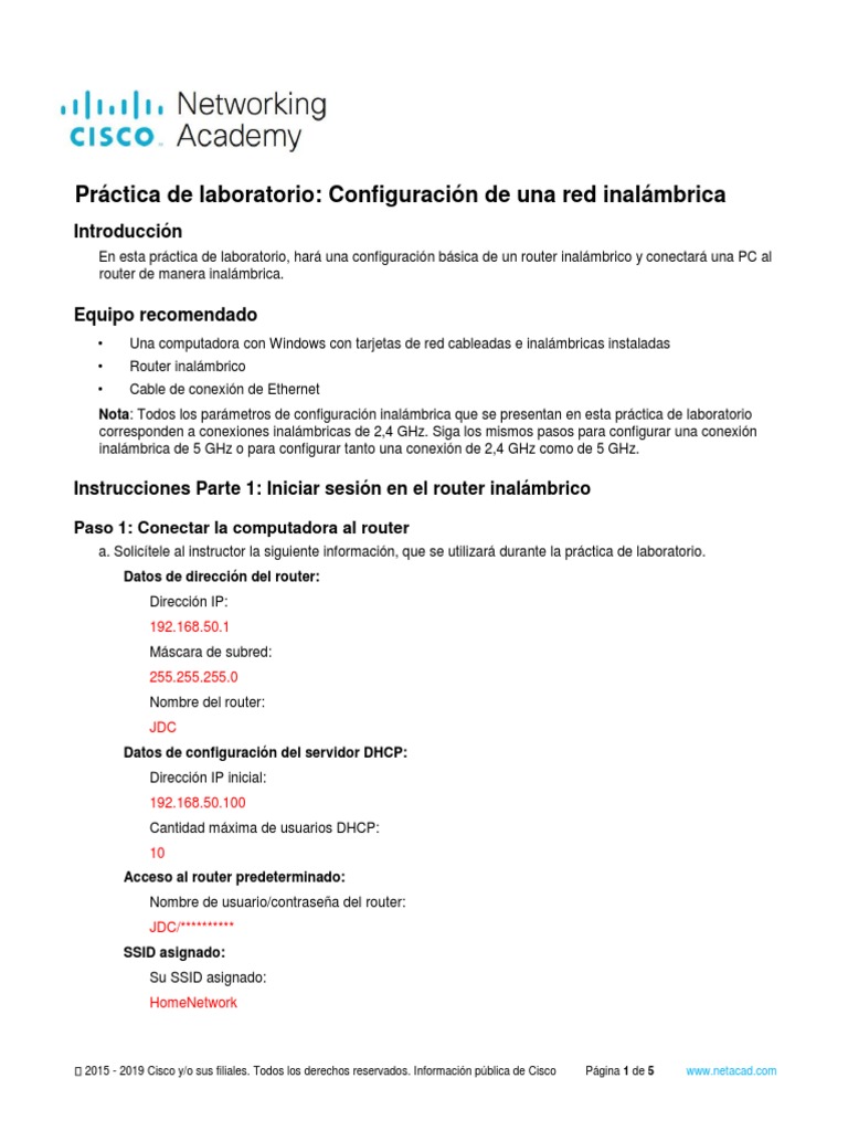 6.1.3.10 Lab - Configure A Wireless Network. | PDF | Punto de acceso ...
