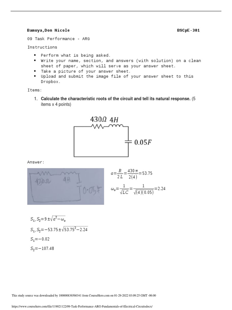 09 Task Performance ARG Fundamentals of Electrical Circuits | PDF ...