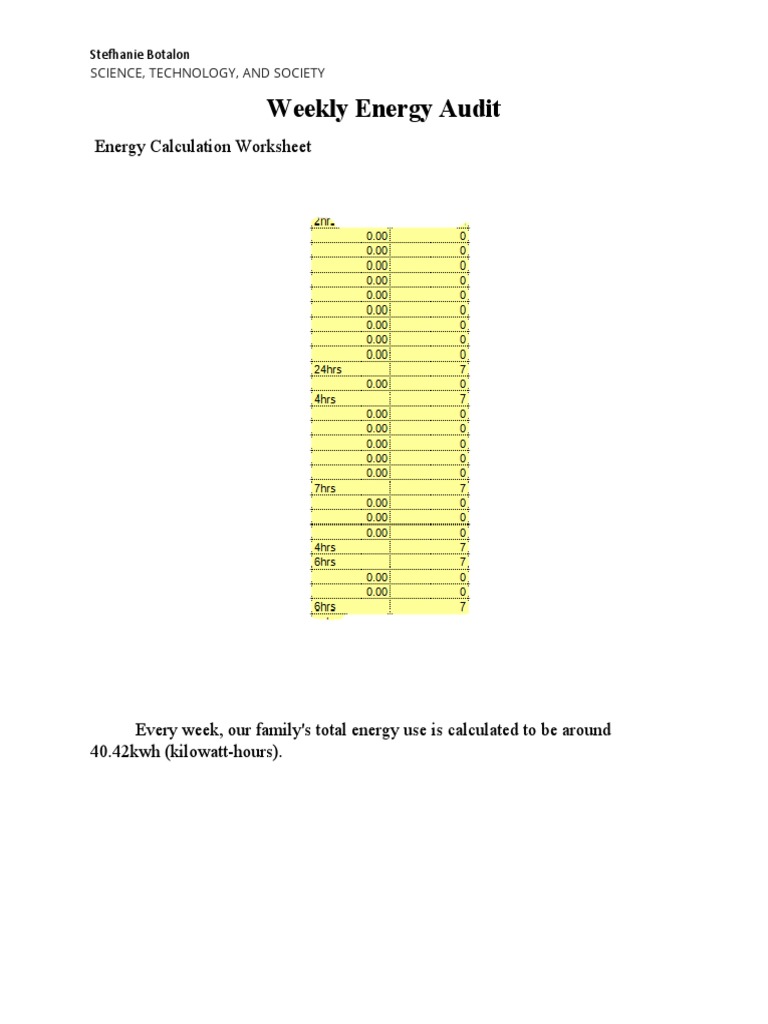 Energy Calculation Worksheet - Jpeg | PDF | Wellness | Technology ...