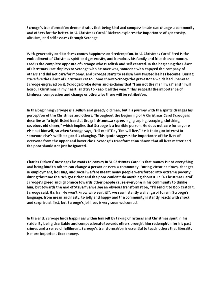 A Christmas Carol Essay | PDF | Ebenezer Scrooge | A Christmas Carol