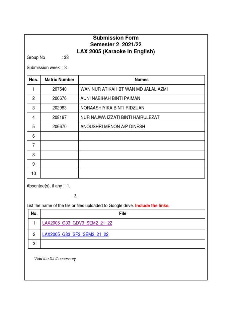 Lax2005 G33 SF3 Sem2 21 22 | PDF