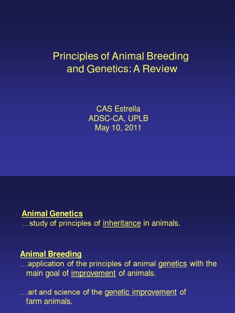Animal Breeding and Genetics Overview | PDF | Genetics | Dominance ...