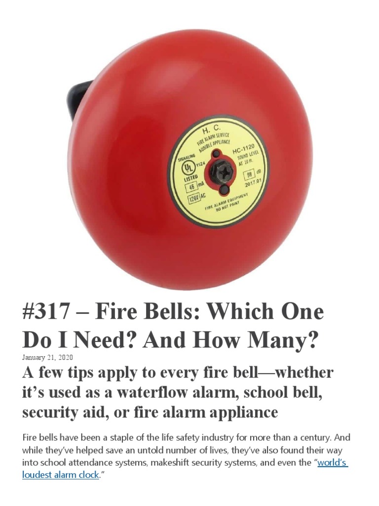 #317 - Fire Bells: Which One Do I Need? and How Many? | PDF | Fire ...