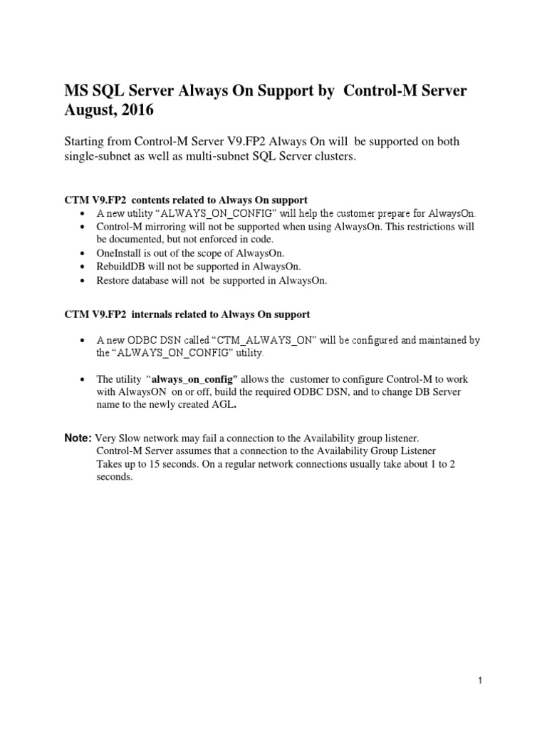 Control-M Server V9 MSSQL AlwaysOn | PDF | Windows Registry | Databases