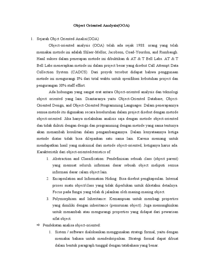 Object Oriented Analysis | PDF